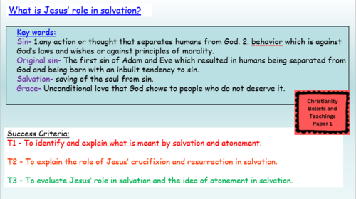 AQA Christianity: The role of Christ in Salvation | Teaching Resources