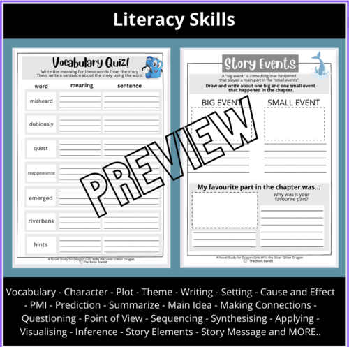 DRAGON GIRLS #2 Willa the Silver Glitter Dragon READING COMPREHENSION ...