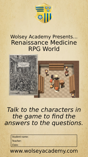 GCSE History Renaissance Medicine RPG Game Booklet | Teaching Resources