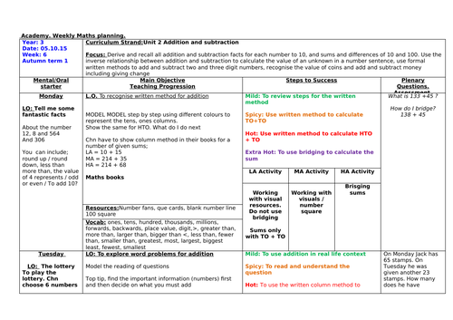 Back to School Year 3 Maths English Plans 19 English weeks 18 English ...