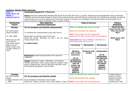 Back to School Year 3 Maths English Plans 19 English weeks 18 English ...