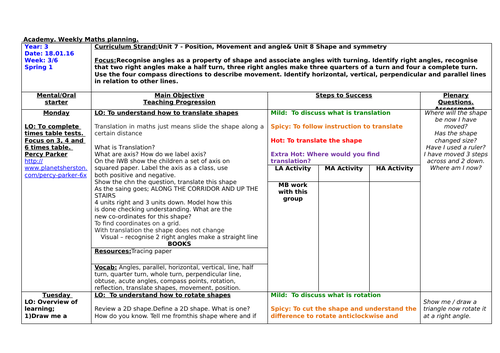 Back to School Year 3 Maths English Plans 19 English weeks 18 English ...