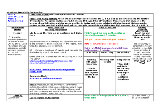Back to School Year 3 Maths English Plans 19 English weeks 18 English ...