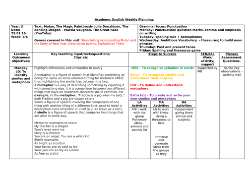 Back to School Year 3 Maths English Plans 19 English weeks 18 English ...