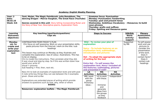 Back to School Year 3 Maths English Plans 19 English weeks 18 English ...