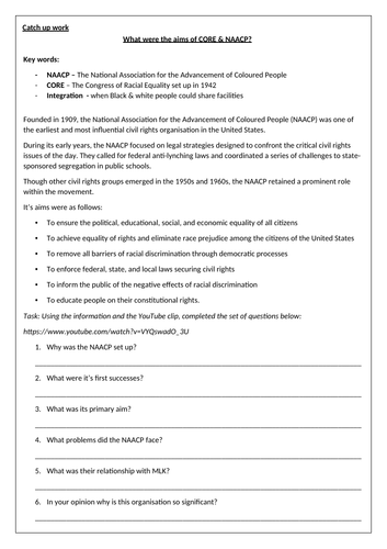 GCSE Edexcel USA: Conflict at Home and Abroad Catch Up Resources ...