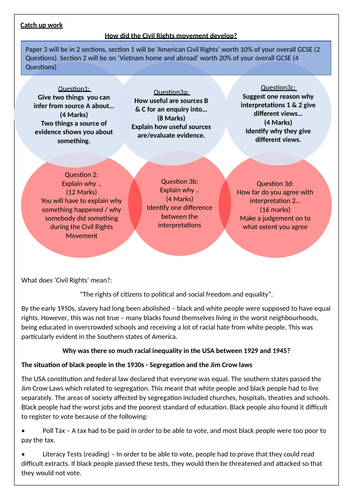 GCSE Edexcel USA: Conflict at Home and Abroad Catch Up Resources ...