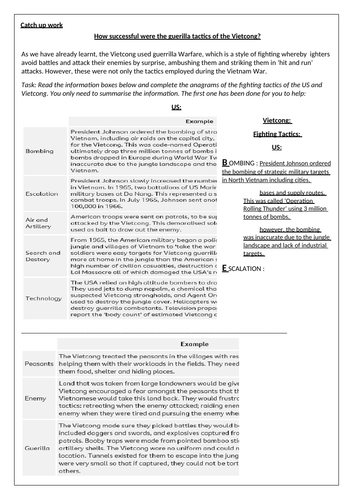 GCSE Edexcel USA: Conflict at Home and Abroad Catch Up Resources ...