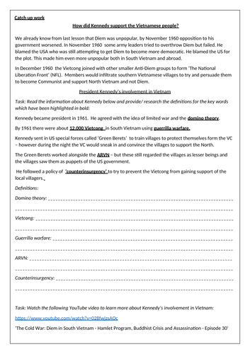 GCSE Edexcel USA: Conflict at Home and Abroad Catch Up Resources ...