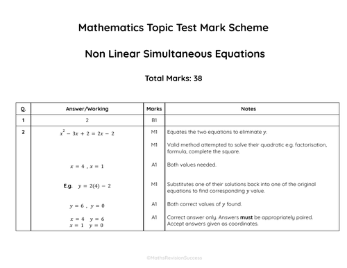 Non-Linear Simultaneous Equations Topic Test (GCSE/IGCSE) | Teaching ... Non-Linear Simultaneous Equations Topic Test (GCSE/IGCSE) | Teaching ...
