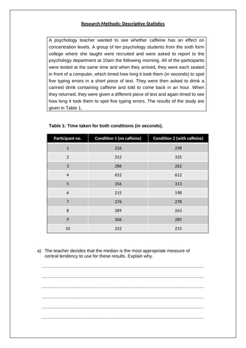 A-Level Psychology - KINDS OF DATA: DESCRIPTIVE STATISTICS [Year 1 ...