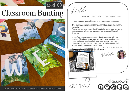 TROPICAL COAST Classroom Bunting Pack | Teaching Resources