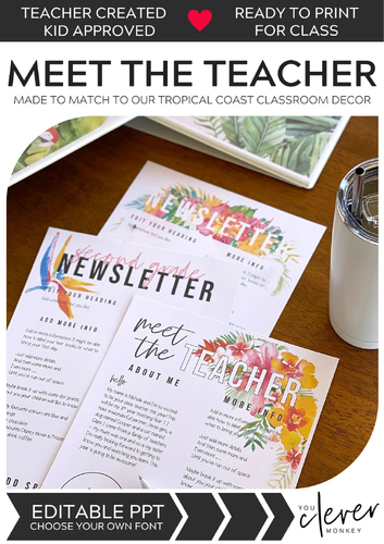 TROPICAL COAST Meet The Teacher + Class Newsletter Templates | Teaching ...