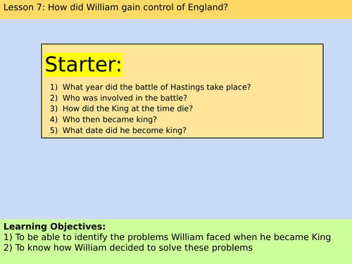 Key Stage 3: 1066 and all that. 10x1hr Lessons | Teaching Resources