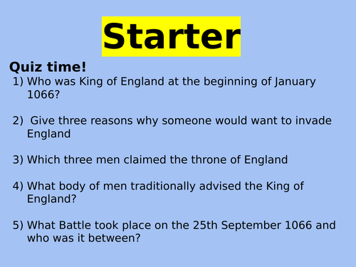Key Stage 3: 1066 and all that. 10x1hr Lessons | Teaching Resources