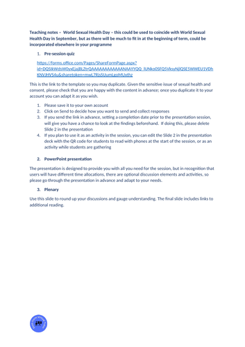 Consent - World Sexual Health Day | Teaching Resources