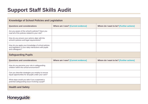Teaching Assistant Skills Audit | Teaching Resources