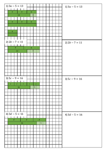 Solve Equations (Two-Step) with Bar Model | Teaching Resources