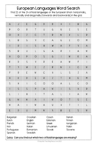 European Day of Languages word search | Teaching Resources