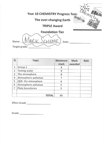 Progress Test/Assessment (WJEC 1.4 - The Ever-Changing Earth ...