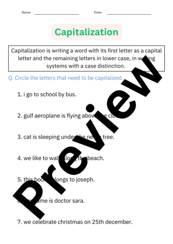 Printable Capitalization Grammar Worksheets - Digital Resources for ...