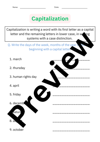 Printable Capitalization Grammar Worksheets - Digital Resources for ...