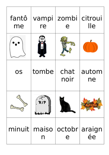 Halloween match up/memory game cards French | Teaching Resources
