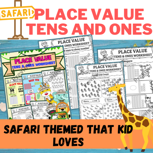 SAFARI themed Place Value/ Tens and Ones worksheet and poster ...
