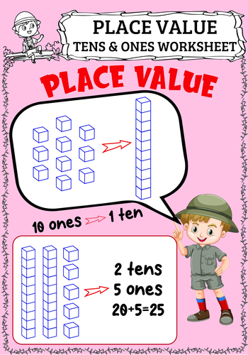 SAFARI themed Place Value/ Tens and Ones worksheet and poster ...