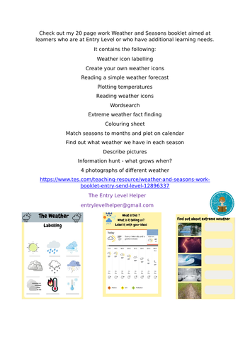 Weather Labelling and Bingo Entry/SEND Level | Teaching Resources