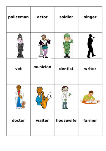 Jobs match up cards/memory game in English | Teaching Resources