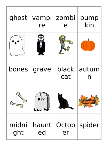 Halloween match up/memory game cards English | Teaching Resources