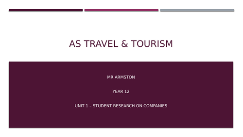 AS Travel & Tourism - Unit 1: Lessons 1 to 7 (Cambridge International ...