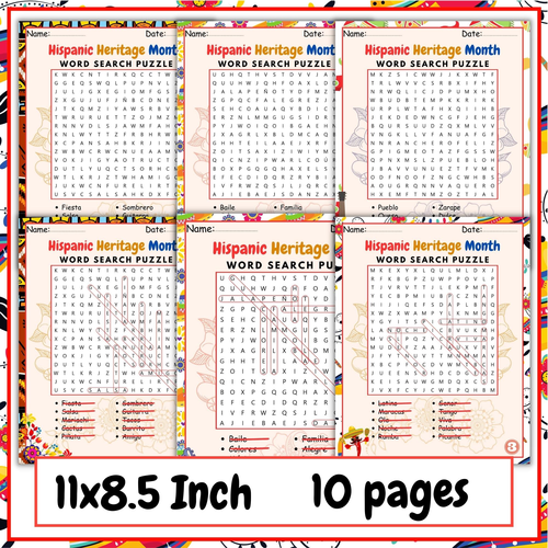 National Hispanic Heritage Month Word Search Puzzle Game v_02 ...