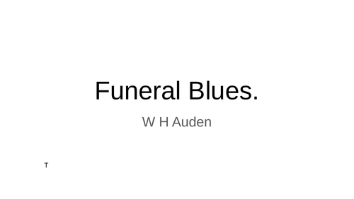 Funeral Blues - Cambridge Songs of ourselves. - W H Auden | Teaching ...