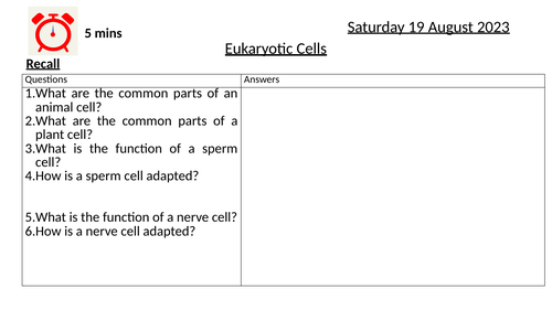 Eukaryotic Cells | Teaching Resources