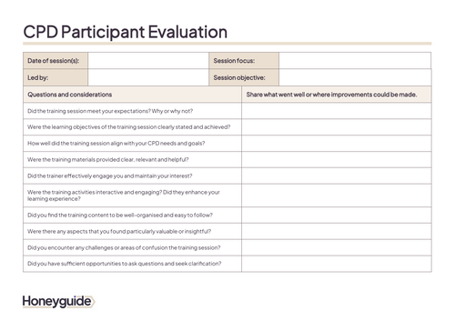CPD evaluation forms | Teaching Resources