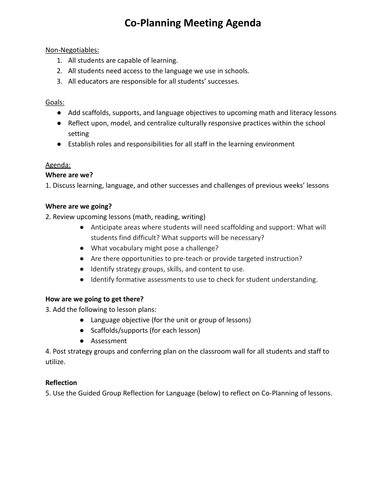 Co-Planning Agenda Template (with Multilingual Learner Bonus ...