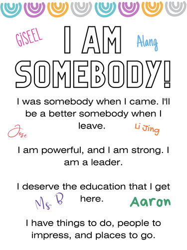 Multilingual Poster and Classroom Contract - "I am somebody" | Teaching ...
