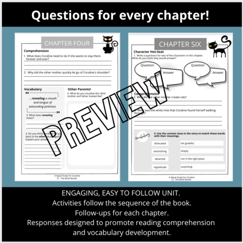 CORALINE by Neil Gaiman NOVEL STUDY and Reading Comprehension ...