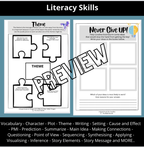 CORALINE by Neil Gaiman NOVEL STUDY and Reading Comprehension ...