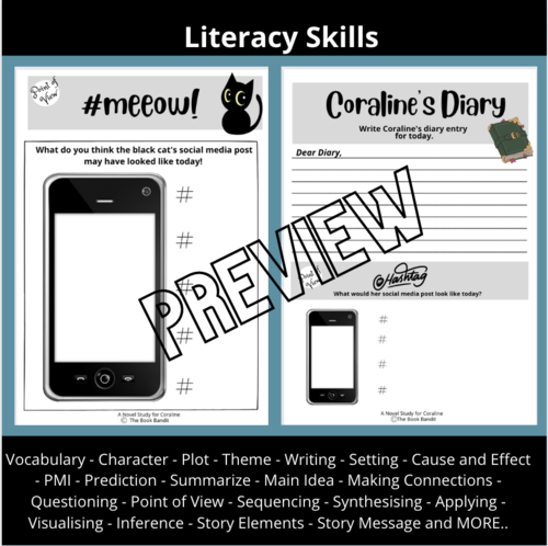 CORALINE by Neil Gaiman NOVEL STUDY and Reading Comprehension ...