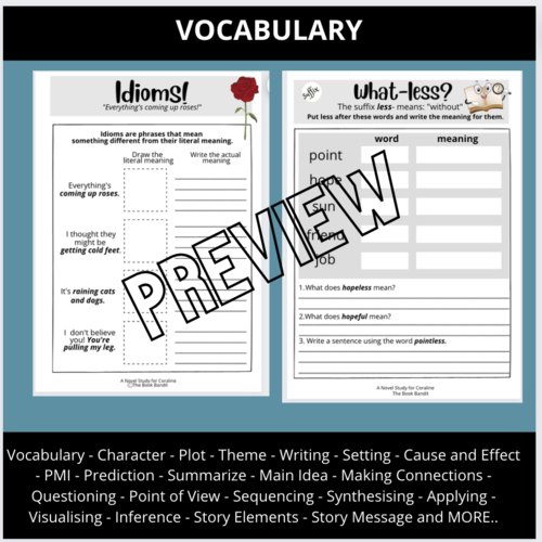 CORALINE by Neil Gaiman NOVEL STUDY and Reading Comprehension ...