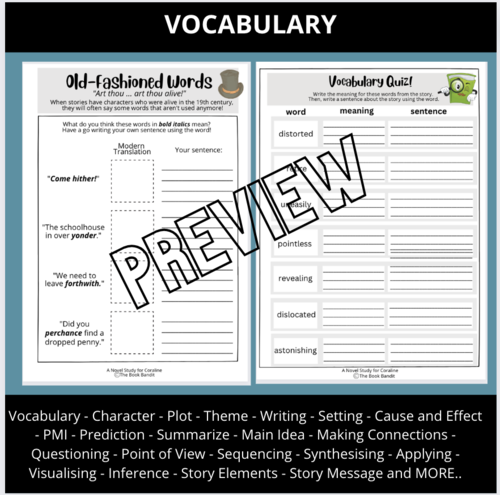 CORALINE by Neil Gaiman NOVEL STUDY and Reading Comprehension ...