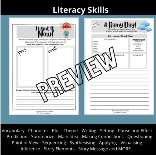 CORALINE by Neil Gaiman NOVEL STUDY and Reading Comprehension ...