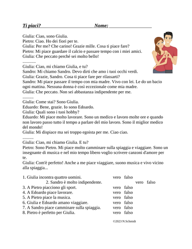 My Likes Reading in Italian : Lettura in italiano con il verbo piacere ...