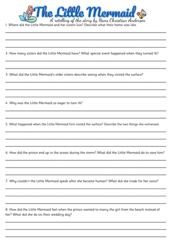 Little Mermaid Reading Comprehension | Teaching Resources