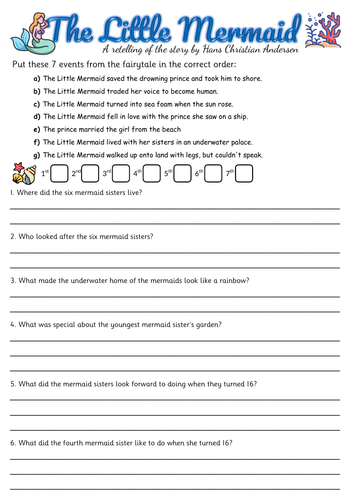 Little Mermaid Reading Comprehension | Teaching Resources