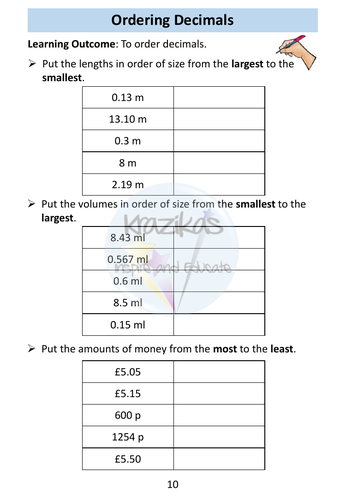 Decimals Workbook Level 1 Maths Functional Skills | Teaching Resources