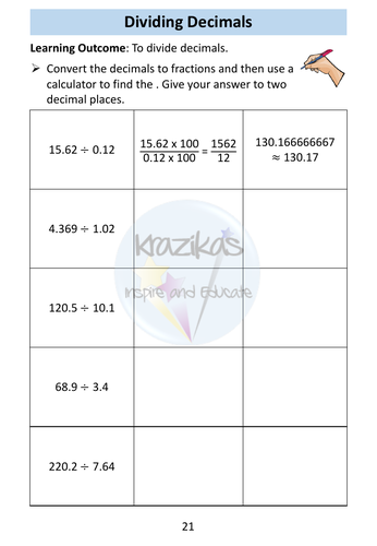 Decimals Workbook Level 1 Maths Functional Skills | Teaching Resources